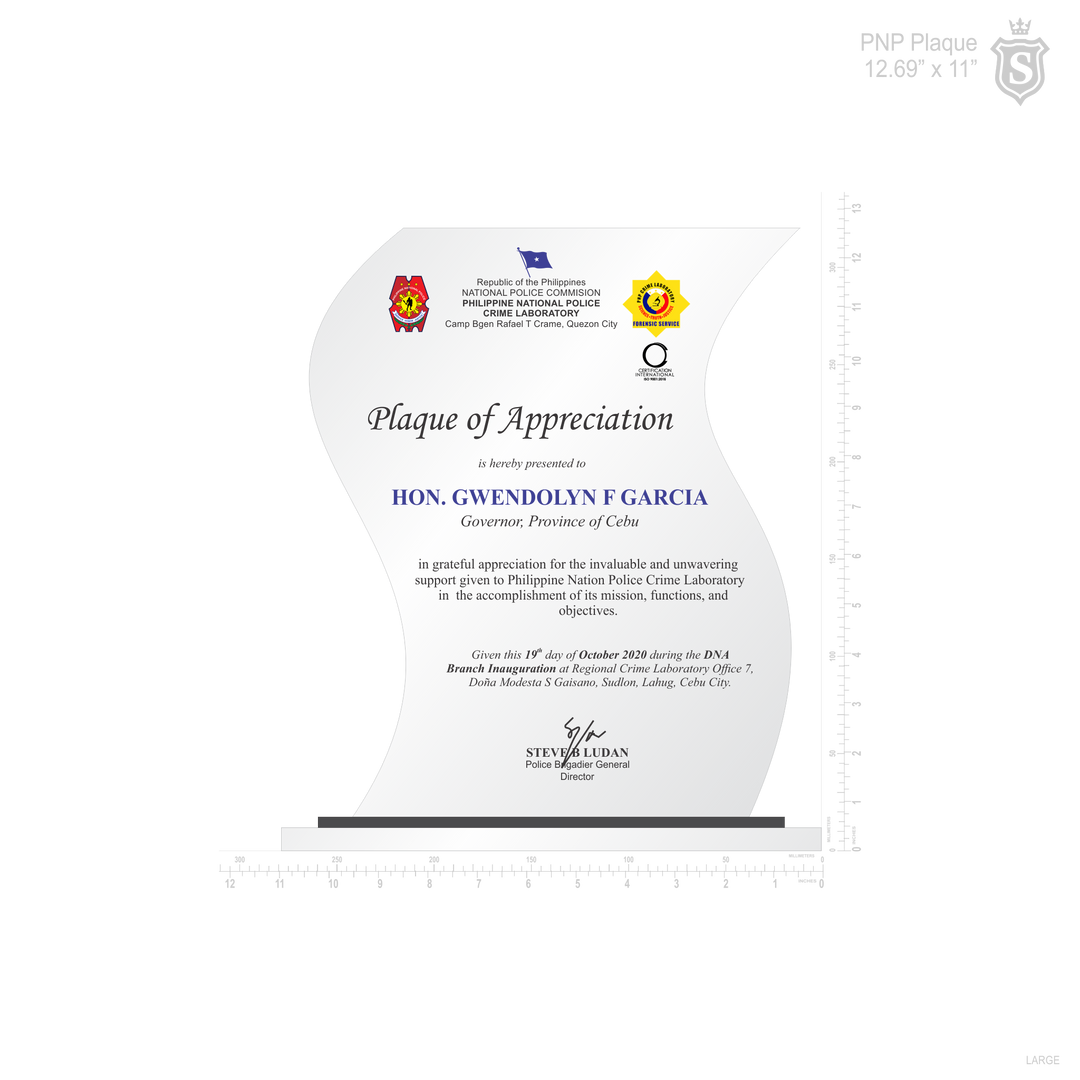 PNP Crime Laboratory Plaque of Appreciation - PNP ...
